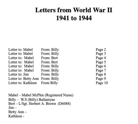 Letters from World War II (transcribed) - Cape George Museum, War