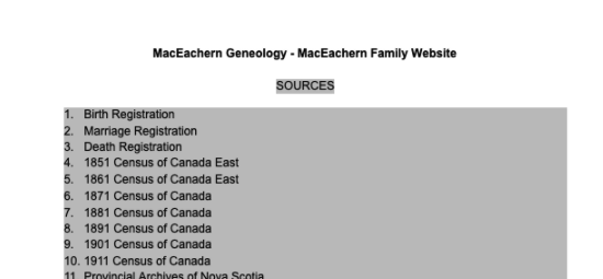 Geneology of MacEachern's - Cape George Museum